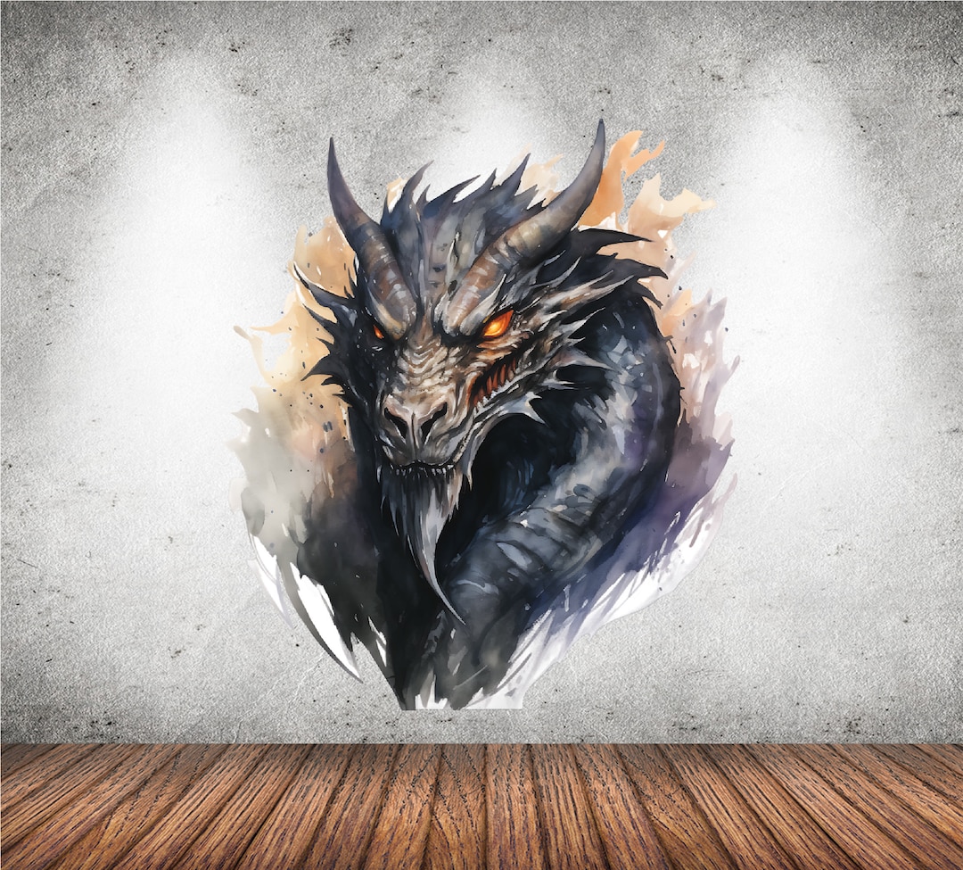 Epic Dragon Wall Decal - Fantasy Adventure Wall Decor - Mythical Dragon ...