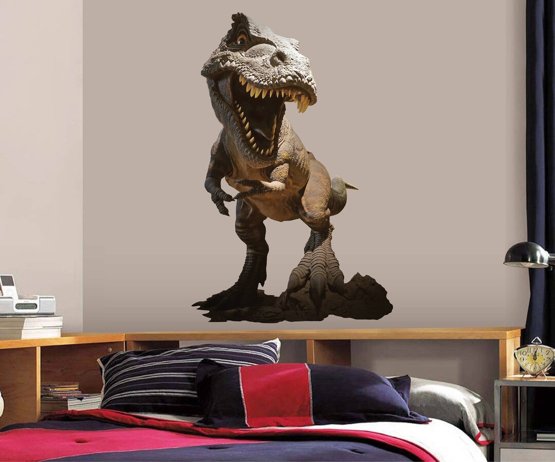 Dinosaur Wall Decal - T Rex Wall Mural - Kids Bedroom Jurassic Themed ...