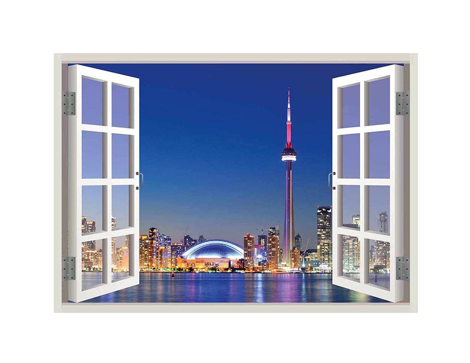 Downtown Toronto Canada Night View Window 3D Wall Decal Art Removable ...