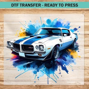 Vintage Muscle Car DTF Transfer, American Retro Car Ready to Press ...