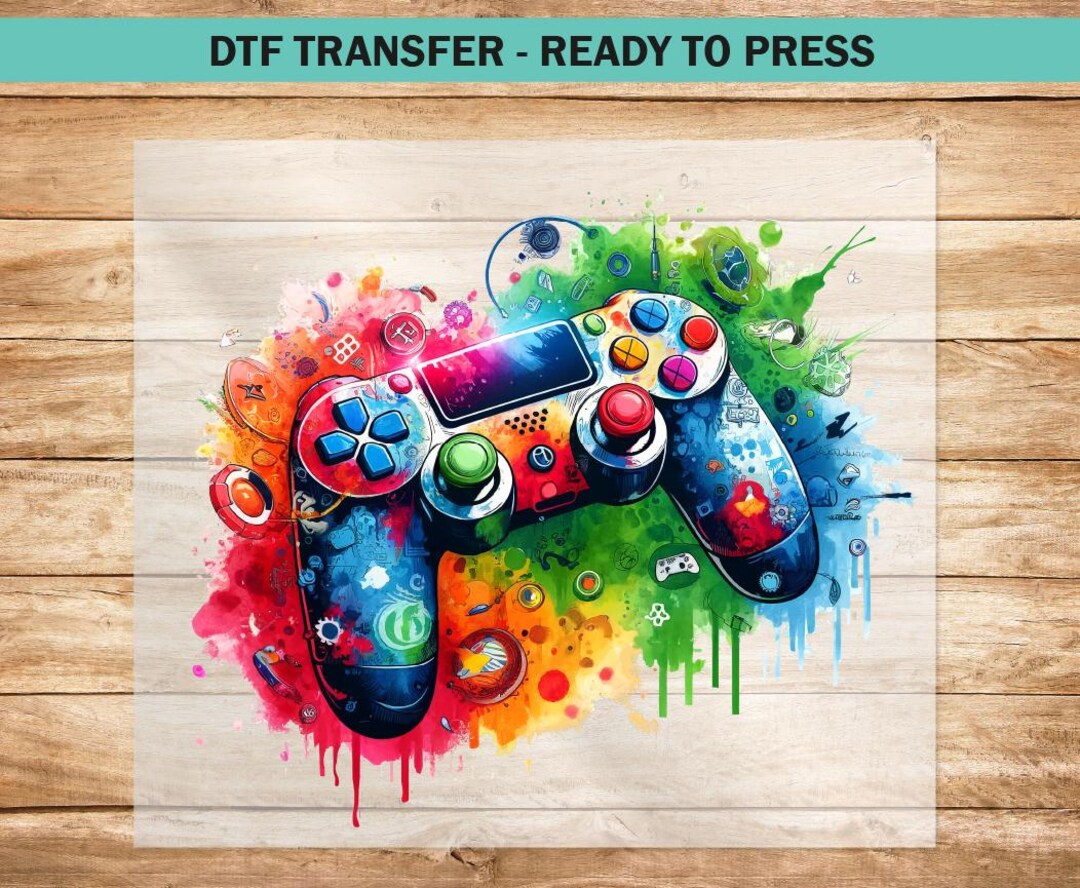 Gamer Controller DTF Transfer, Watercolor Controller DTF Transfers ...