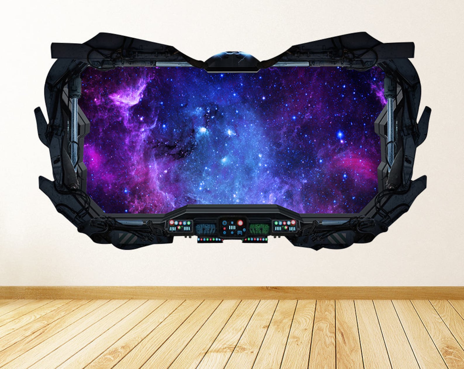 Galaxy View 3D Spaceship Window Wall Decal - Galaxy Wall Art - Peel ...