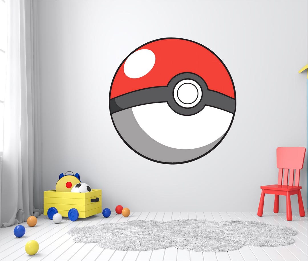 Fan Wall Art - Pokeball Decal - Kids Room Wall Decor Playroom Vinyl ...