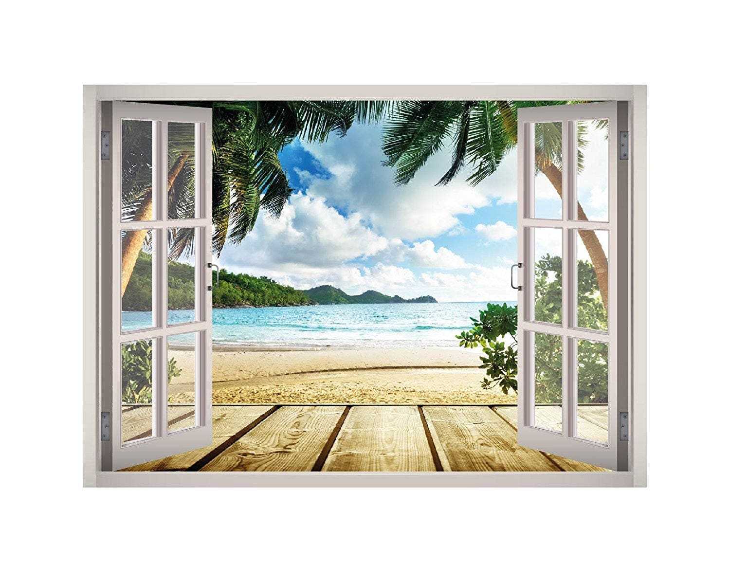 Caribbean Beach Tropical View Window 3D Wall Decal Art - Etsy Canada