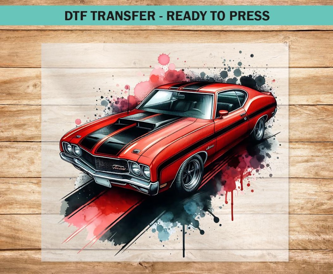 Muscle Car DTF Transfer, American Vintage Retro Car Ready to Press ...