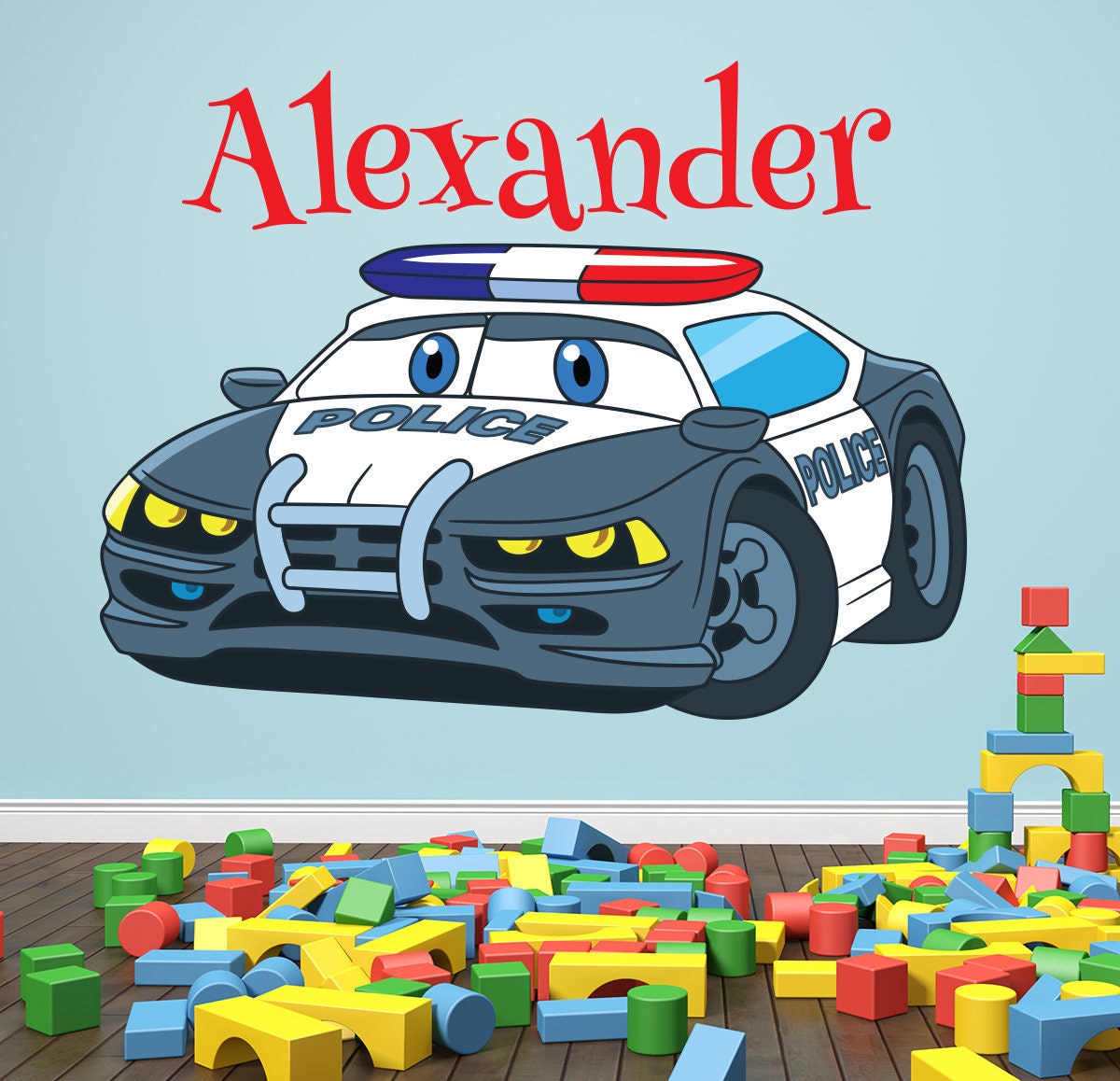 Personalized Name Wall Decal Police Car Wall Art Kids Room | Etsy