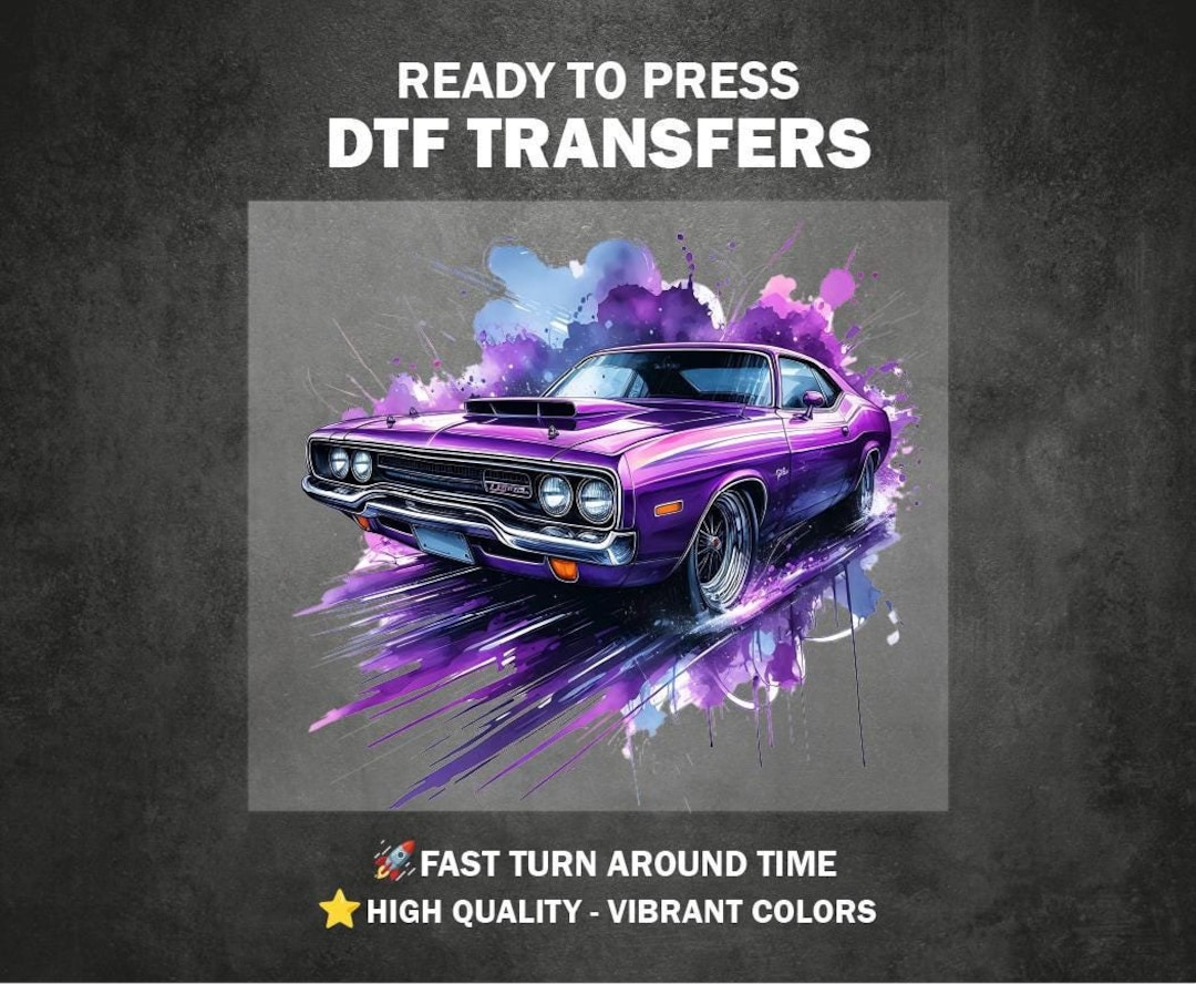 Muscle Car DTF Transfer, American Vintage Retro Car DTF Transfers Ready ...