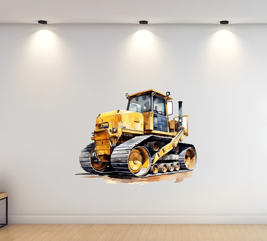 Colorful Bulldozer Watercolor Wall Decal - Fun Vehicle Theme Decor ...