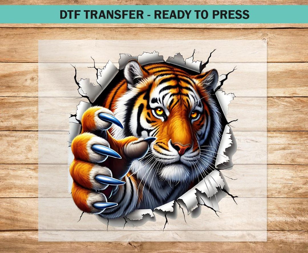 Tiger Head DTF Transfer, Tigers Mascot DTF Transfers Ready to Press for ...