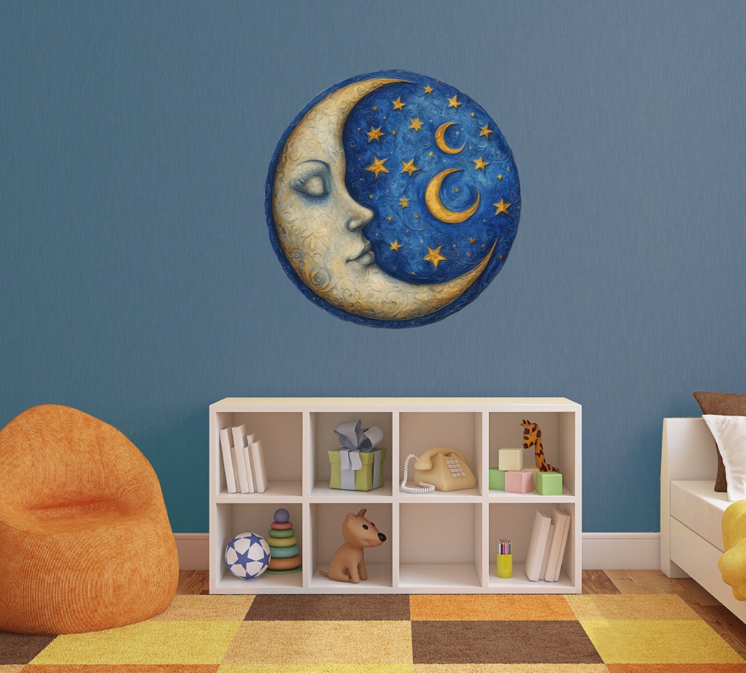 Celestial Moon and Stars Wall Poster - Night Sky Theme Decor - Magical ...