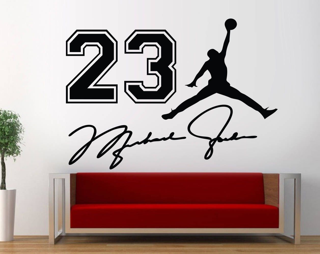 Michael Jordan 23 Wall Decal Basketball Wall Art Sticker Sports ...