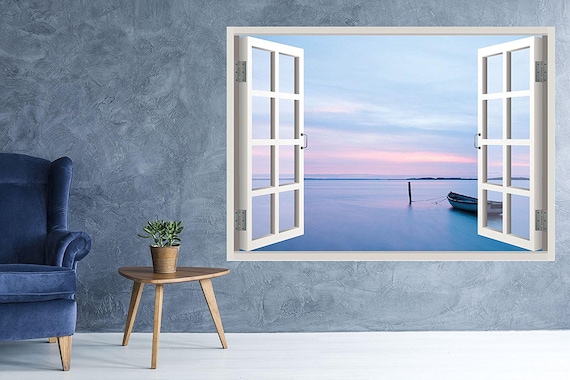 Ocean View Window 3D Wall Decal Art Removable Wallpaper Sky - Etsy