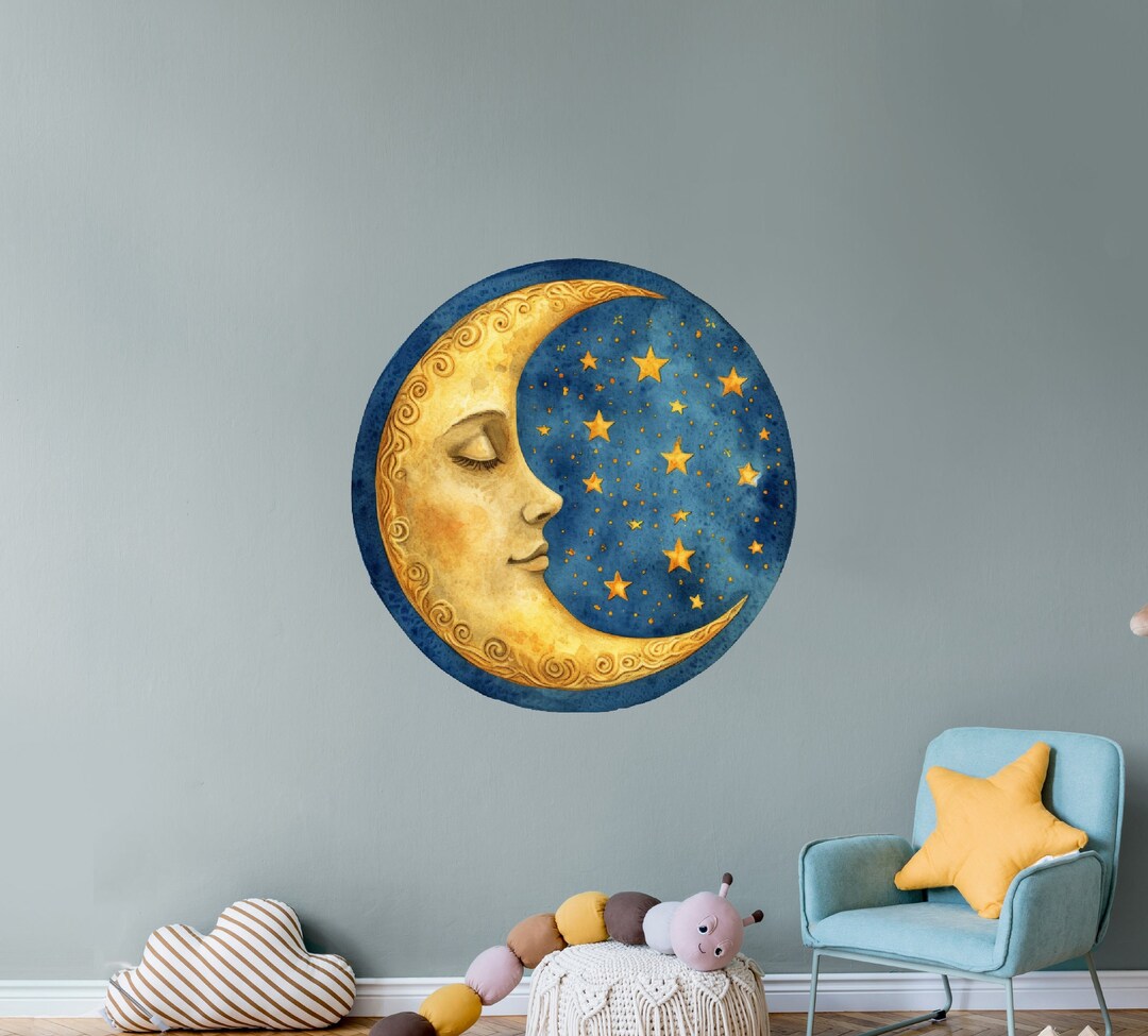 Enchanting Moon and Stars Art Print - Mystical Night Sky Decor ...