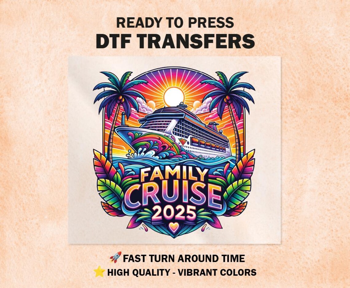 Family Cruise DTF Transfer, Cruise 2025 DTF Transfers Ready to Press ...