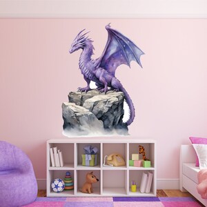 Dragon Wall Decal - Fantasy Theme Animal Wall Decor - Magical Purple ...