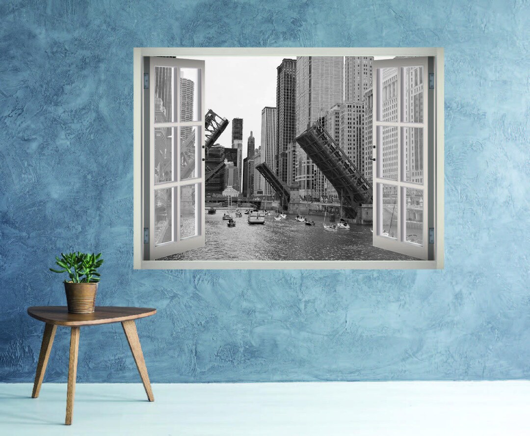 The Chicago River Wall Decal - Chicago City Wall Mural Wallpaper ...