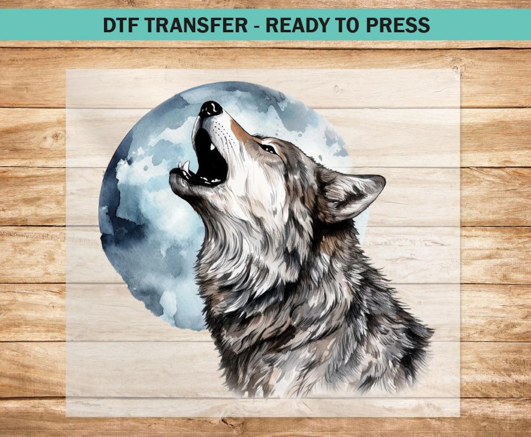 Howling Wolf DTF Transfer, Wolf Dtf, Moon Wolf DTF Ready to Press Iron ...