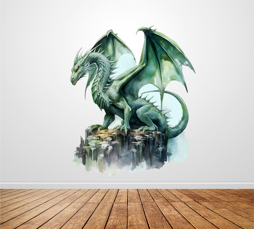 Green Dragon Wall Decal - Enchanted Fantasy Wall Decor - Mystical ...
