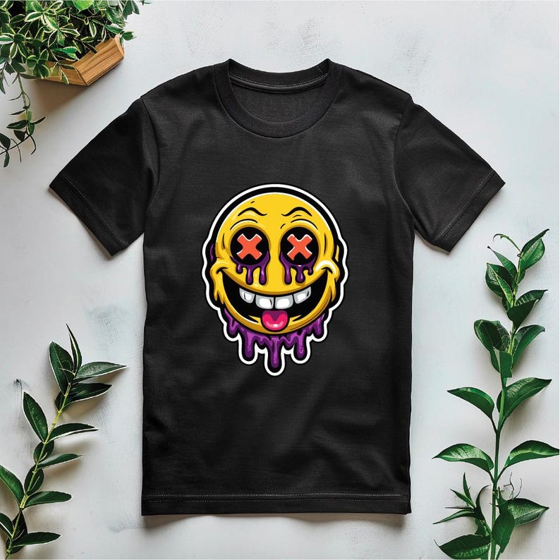 Melting Smiley Face DTF Transfer, Smiley Face Dtf Print , Ready to ...