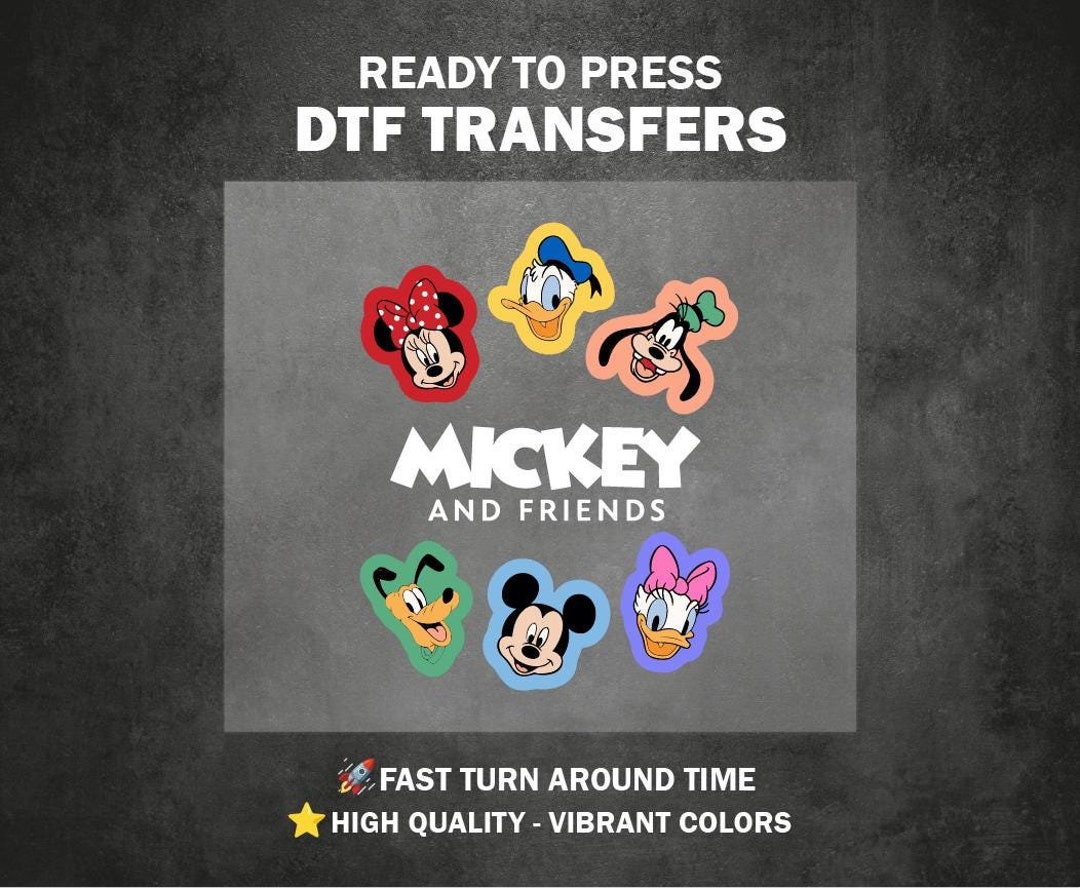 Cartoons DTF Transfer, Ready to Press DTF Transfers Retro Mickey and ...