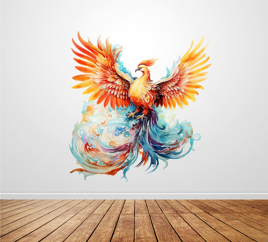 Firebird Wall Decal - Exotic Bird Theme Decor - Vibrant Phoenix Wall ...