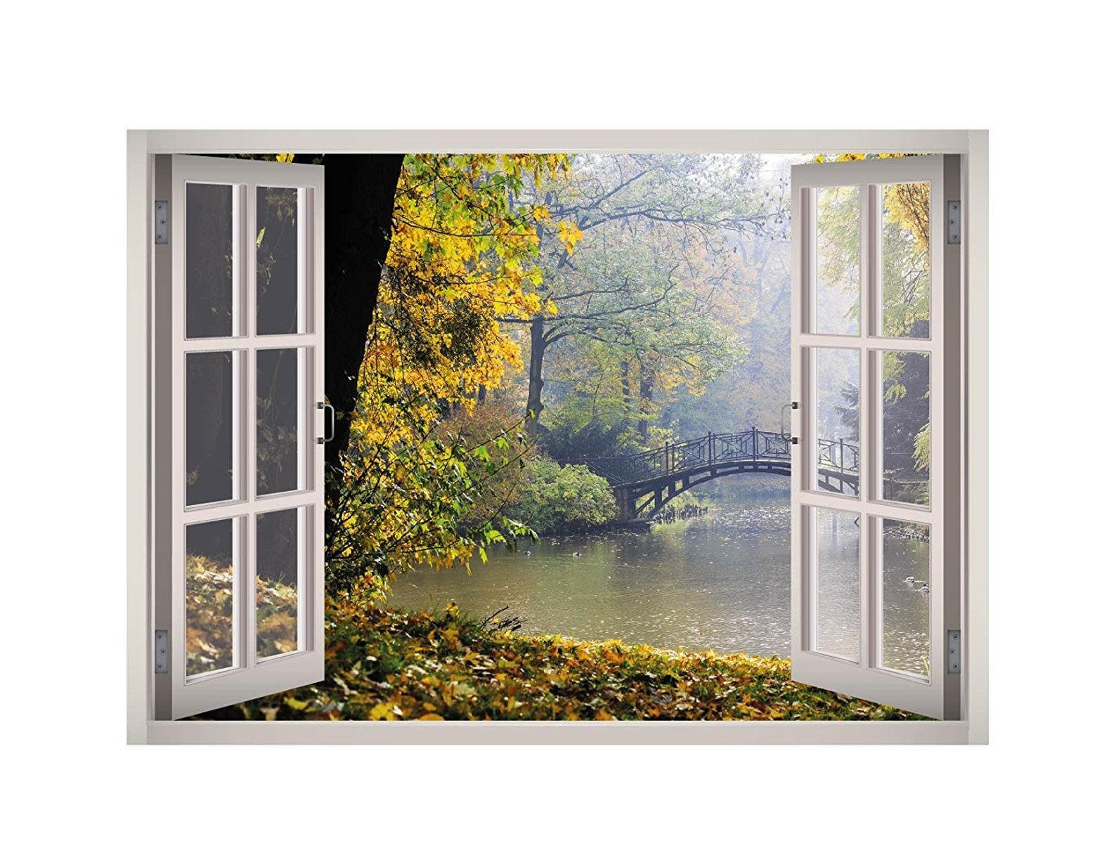 Rainy Nature Lake Window 3D Wall Decal Art Removable Wallpaper | Etsy