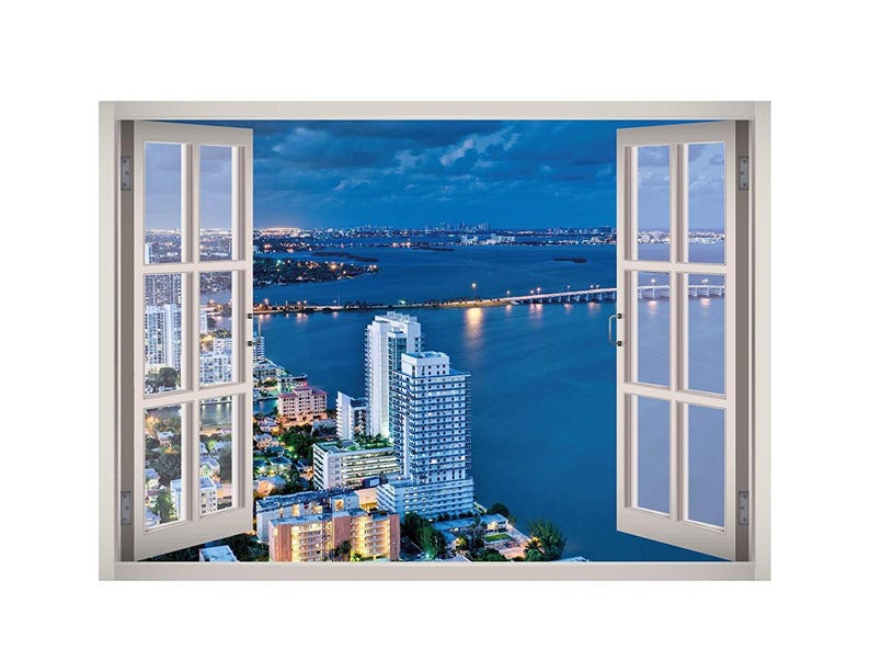 Miami Beach View Wall Decal Miami Skyline Wall Art Miami - Etsy