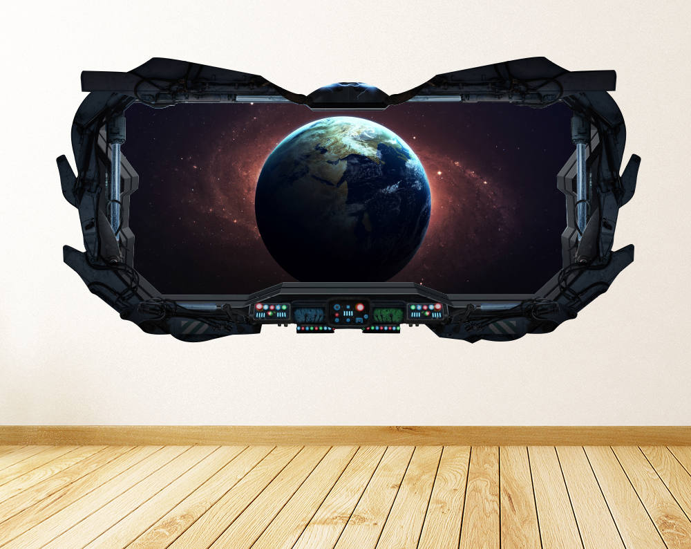 Earth View 3D Spaceship Window Wall Decal Complete Earth | Etsy
