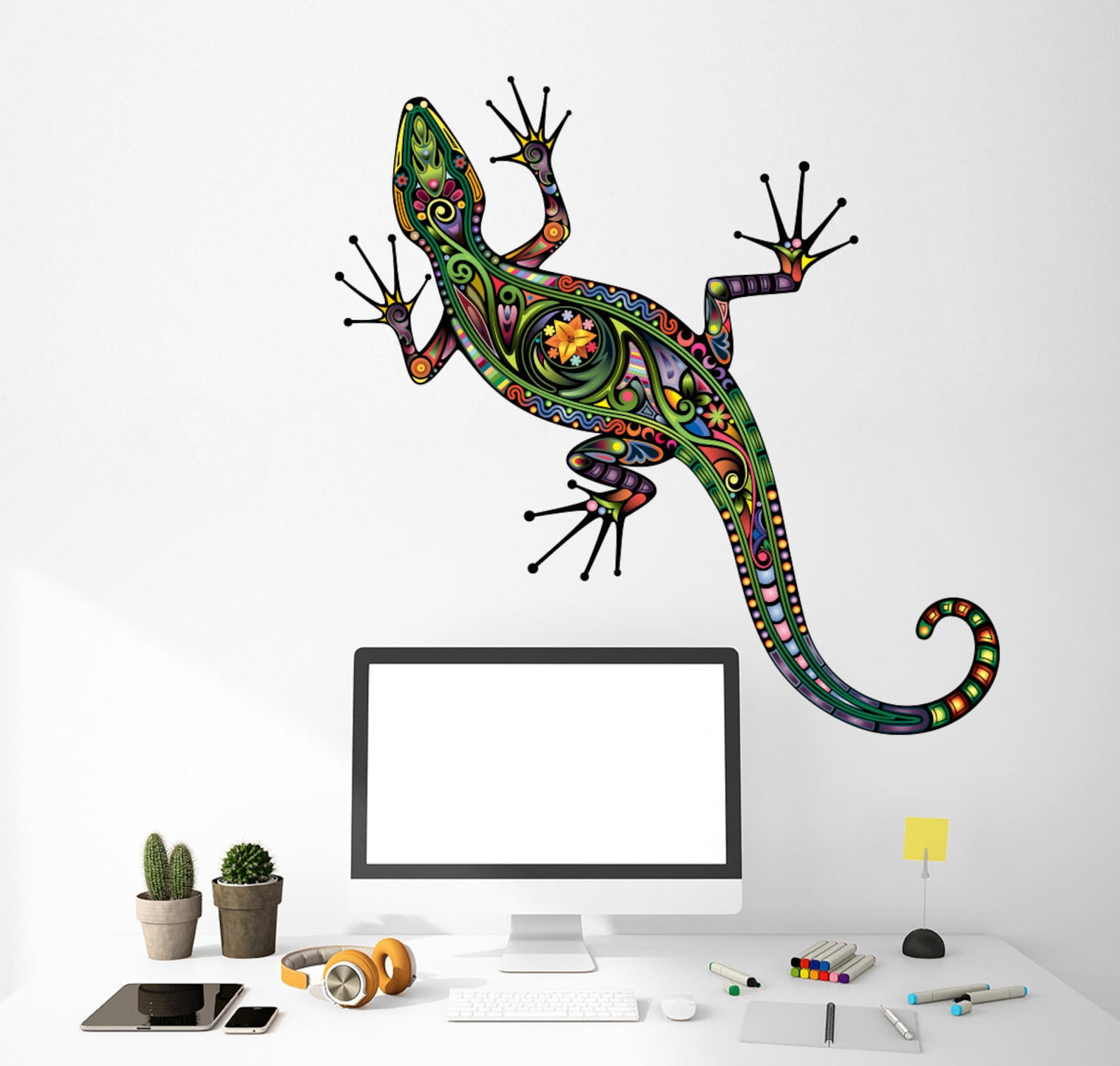 Lizard Wall Decal Abstract Lizard Wall Art Animal Decal Lizard - Etsy