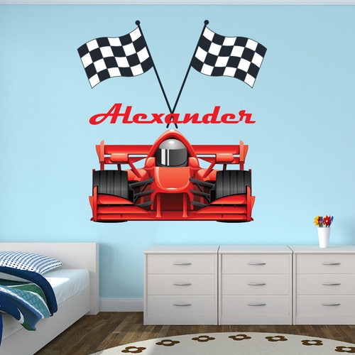 RACING CAR Formula 1 Personalised Wall Sticker Children's - Etsy