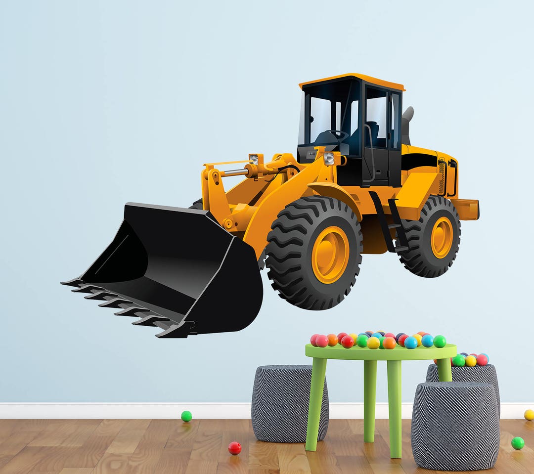 Construction Truck Wall Decal - Bulldozer Wall Decal - Truck Wall Decor ...