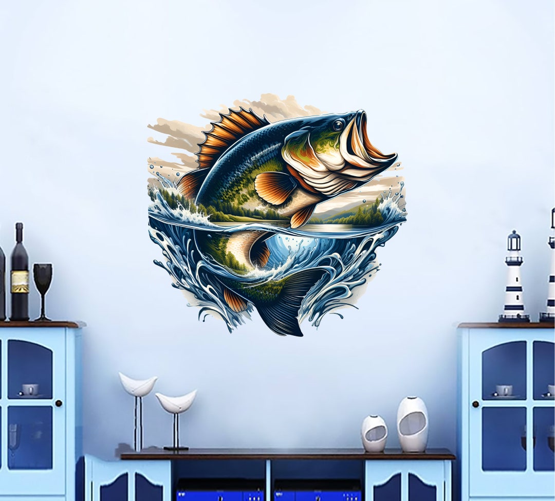 Stylish Big Bass Art - Nature Theme Wall Decor - Elegant Bass Fish Wall ...