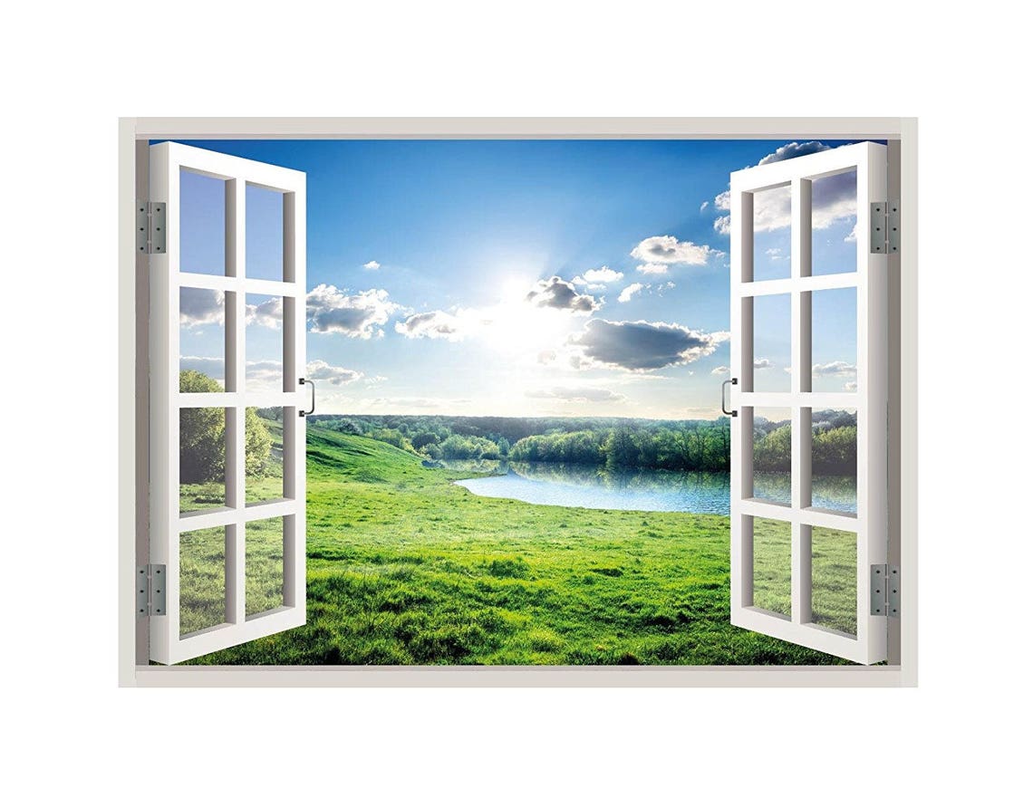 Sky Landscape View Window 3D Wall Decal Art Removable Wallpaper Nature ...