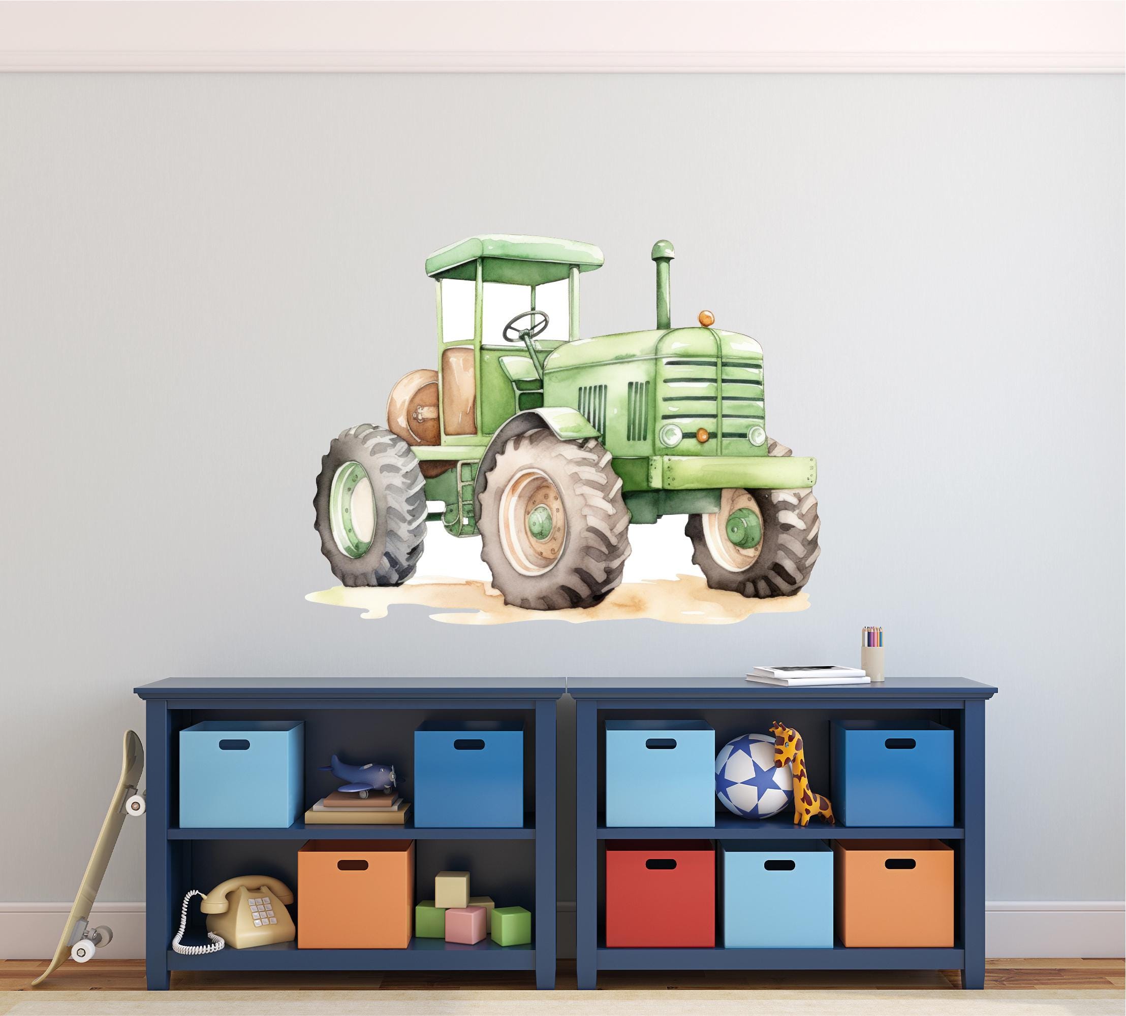 Tractor Wall Decal - Watercolor Tractor Wall Decals - Kids Room Bedroom ...