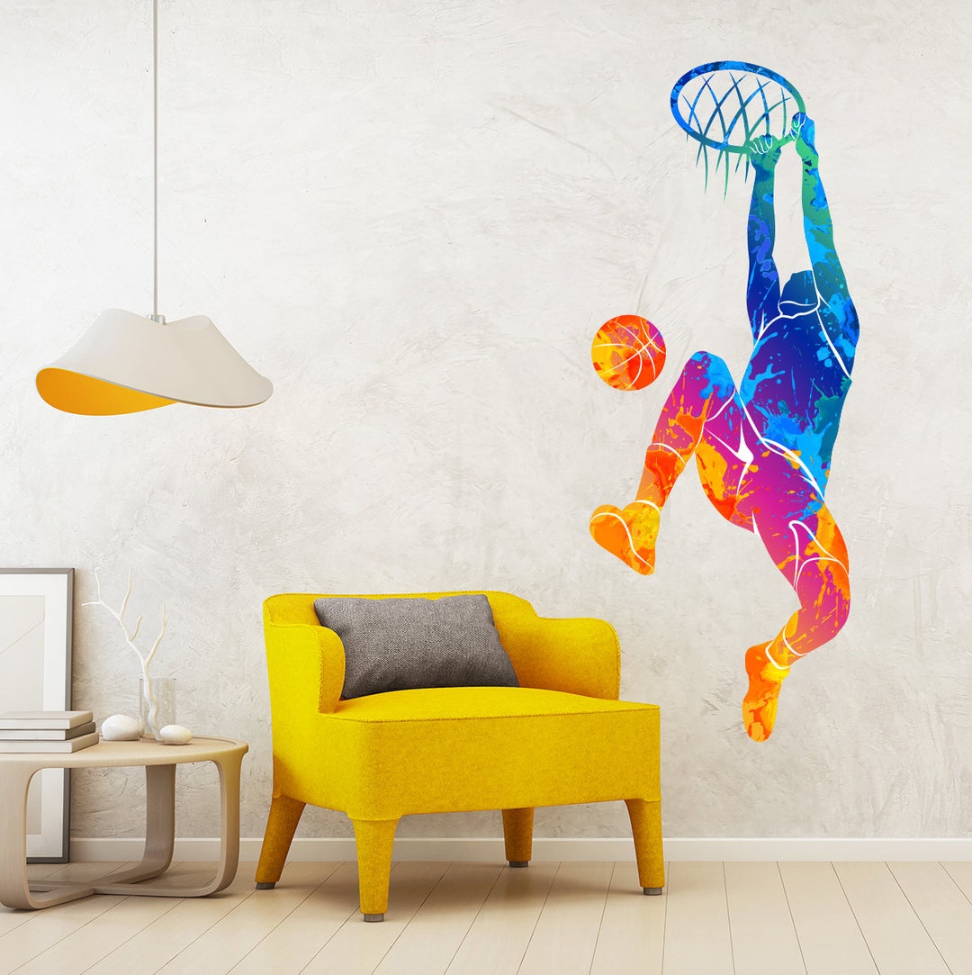Basketball Player Wall Decal Sport Gym Abstract Colorful Baskeball ...