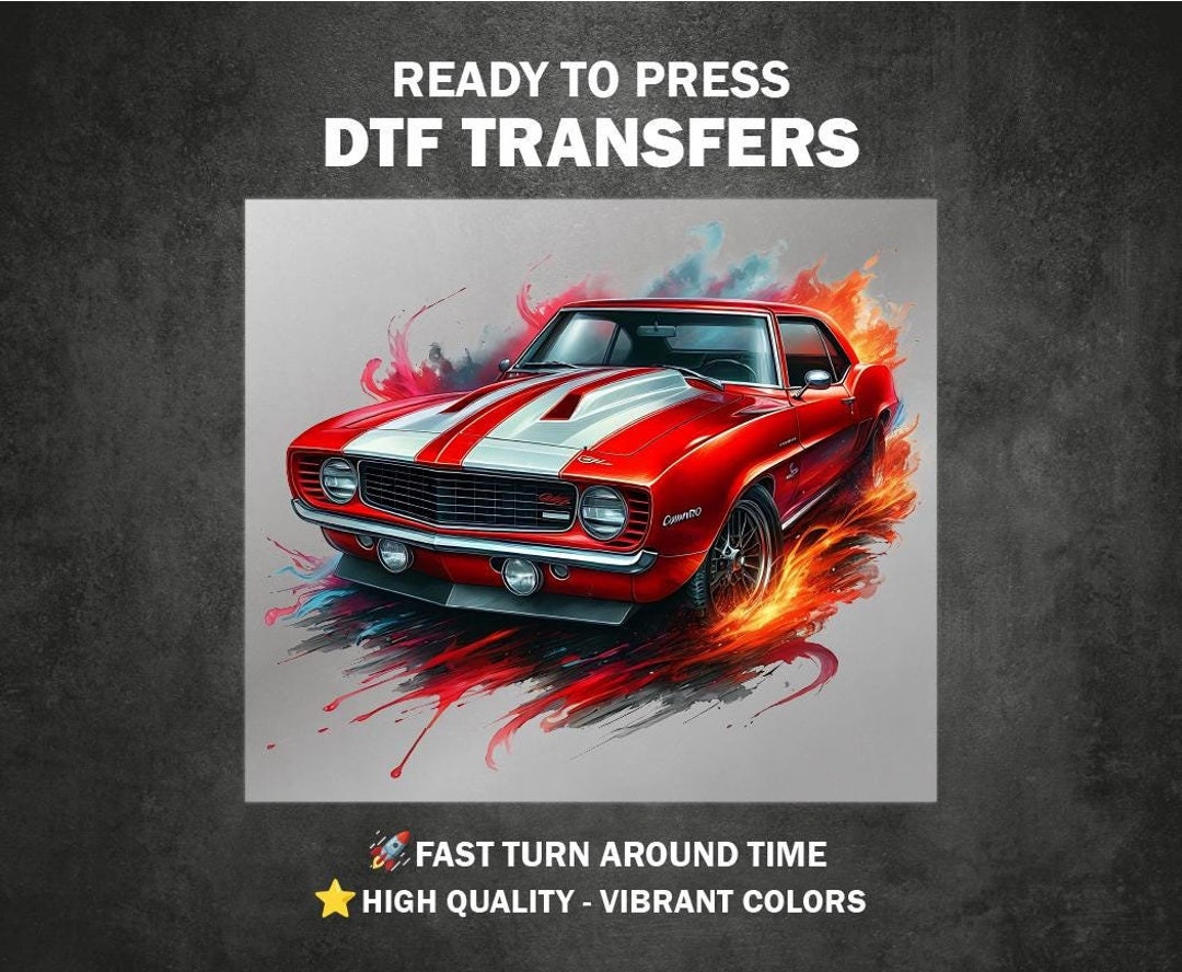 Muscle Car DTF Transfer, American Vintage Retro Car Ready to Press ...