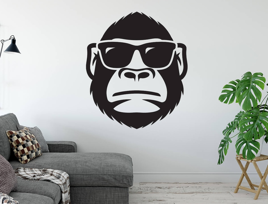 Monkey Wall Decal Hipster Monkey Wall Art Vinyl Sticker - Etsy