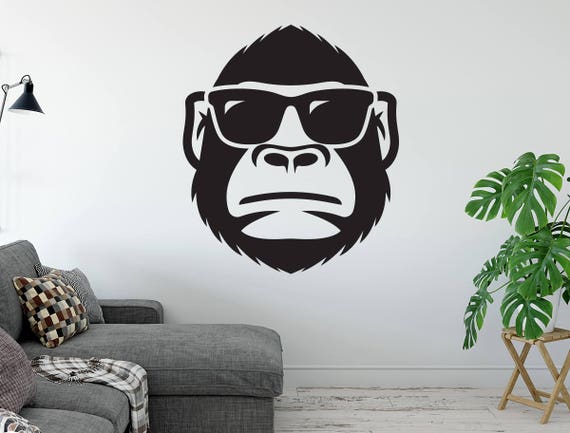 Monkey Wall Decal Hipster Monkey Wall Art Vinyl Sticker | Etsy