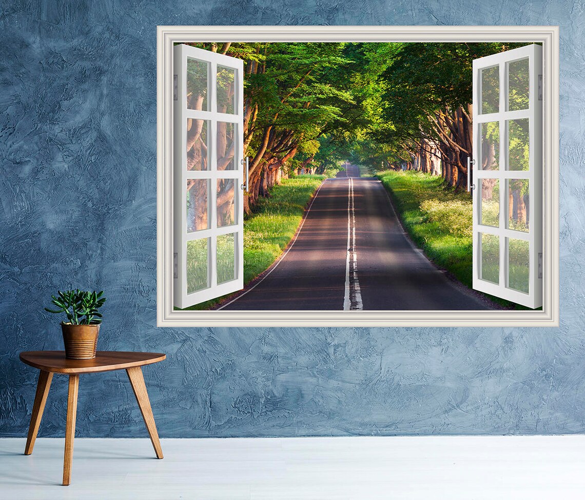 Road View Window 3D Wall Decal Art Removable Wallpaper Road - Etsy