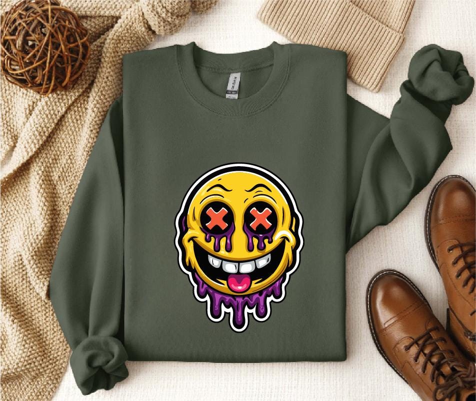 Melting Smiley Face DTF Transfer, Smiley Face Dtf Print , Ready to ...