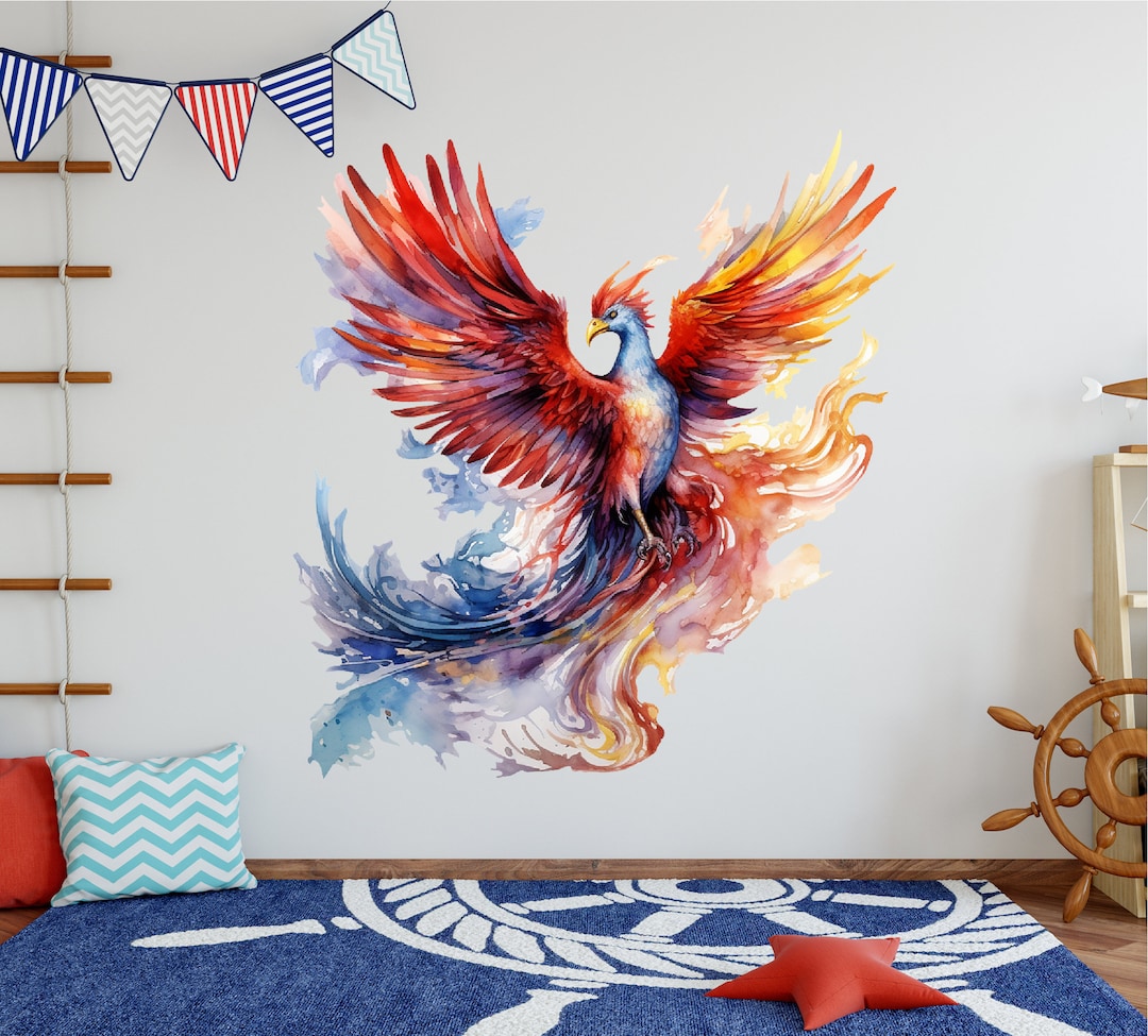 Mythical Phoenix Wall Sticker - Fantasy Animal Decor - Striking ...