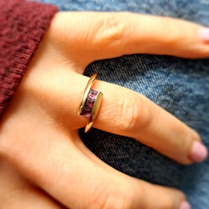 Vintage 9ct Gold & Amethyst Channel Set Ring. Size O EU 56. Free ...