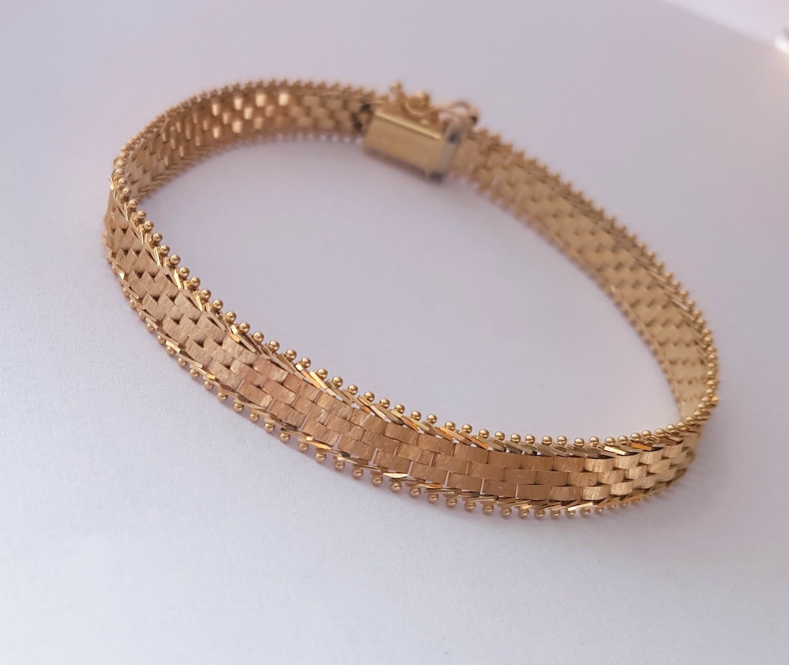 14ct Gold Flat Box Chain Bracelet With Box Clasp. 7 1/4 - Etsy
