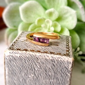 Vintage 9ct Gold & Amethyst Channel Set Ring. Size O EU 56. Free ...