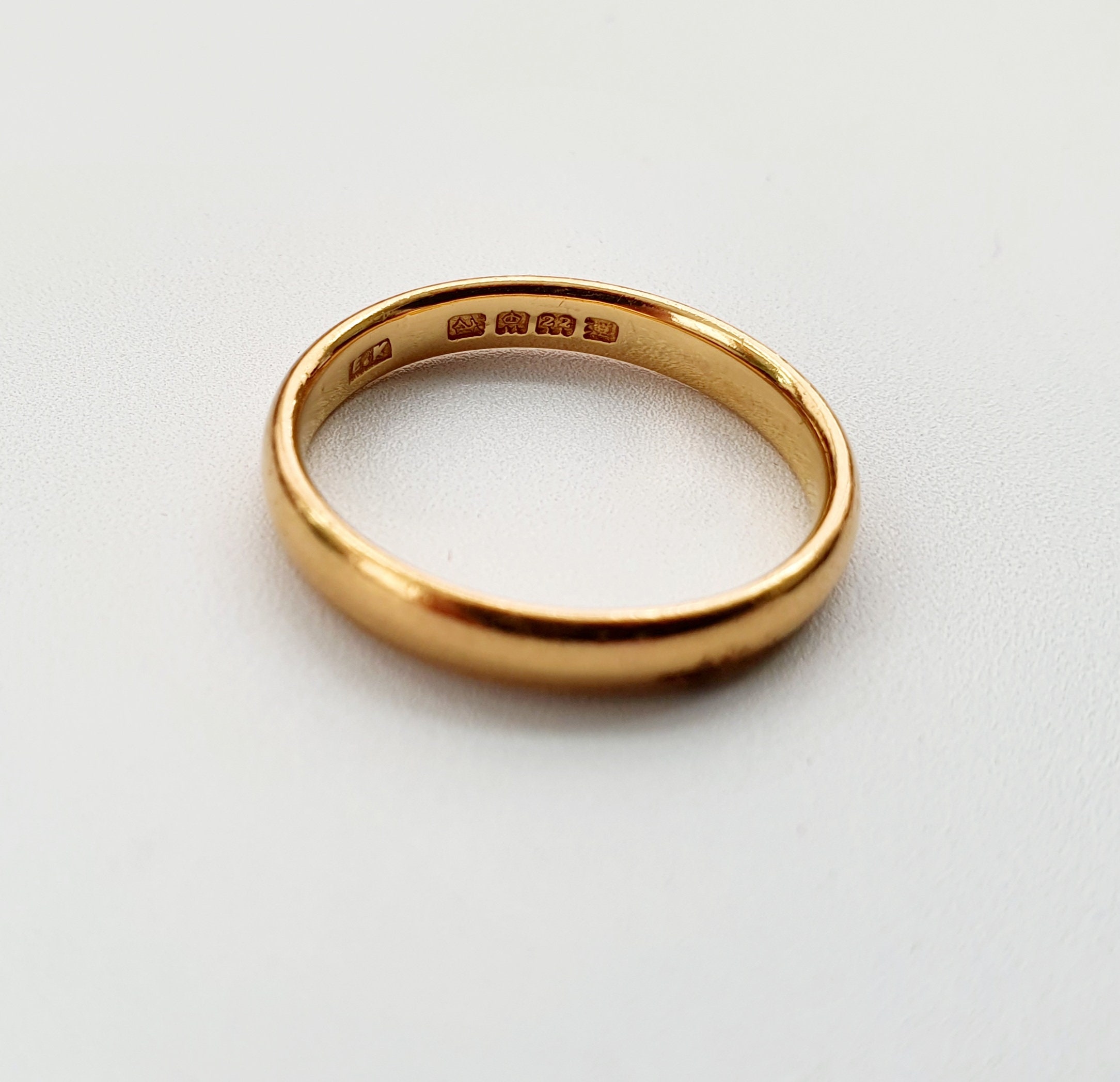 Antique 22ct Gold 3mm D Shape Band Ring. Size M EU 54. | Etsy