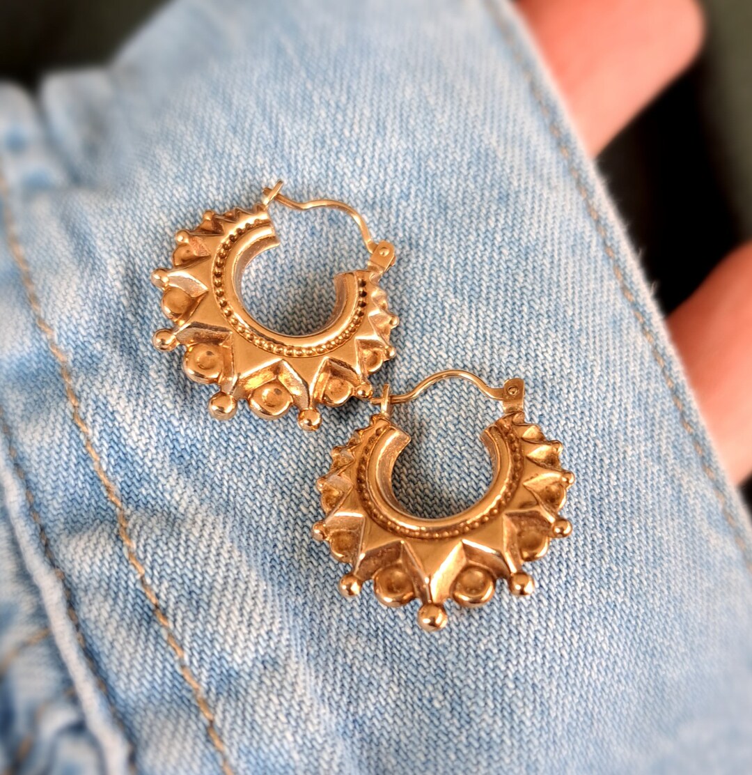 Vintage 9ct Gold Creole Hoop Earrings. Vintage Jewelry / Jewellery ...