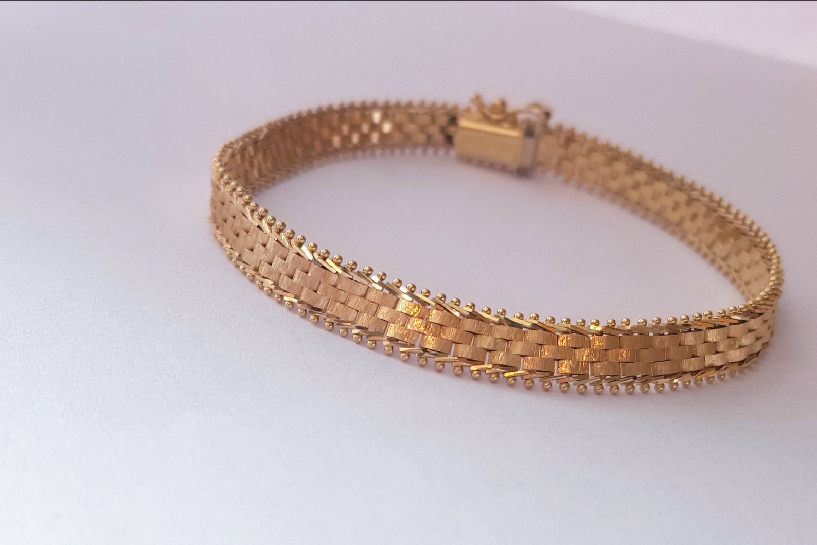 14ct Gold Flat Box Chain Bracelet With Box Clasp. 7 1/4 - Etsy