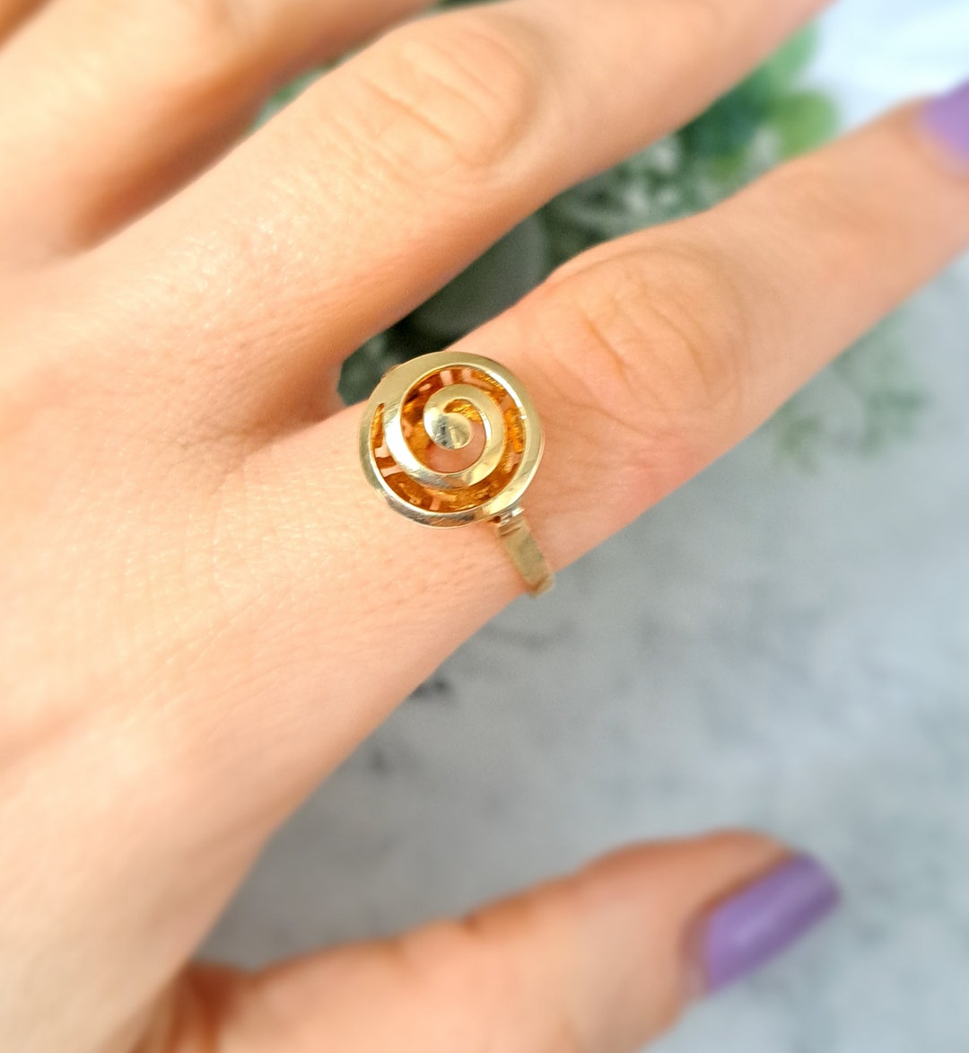 Vintage 14ct Gold Swirl Ring. Size S (EU 60). Free Resizing. Vintage ...
