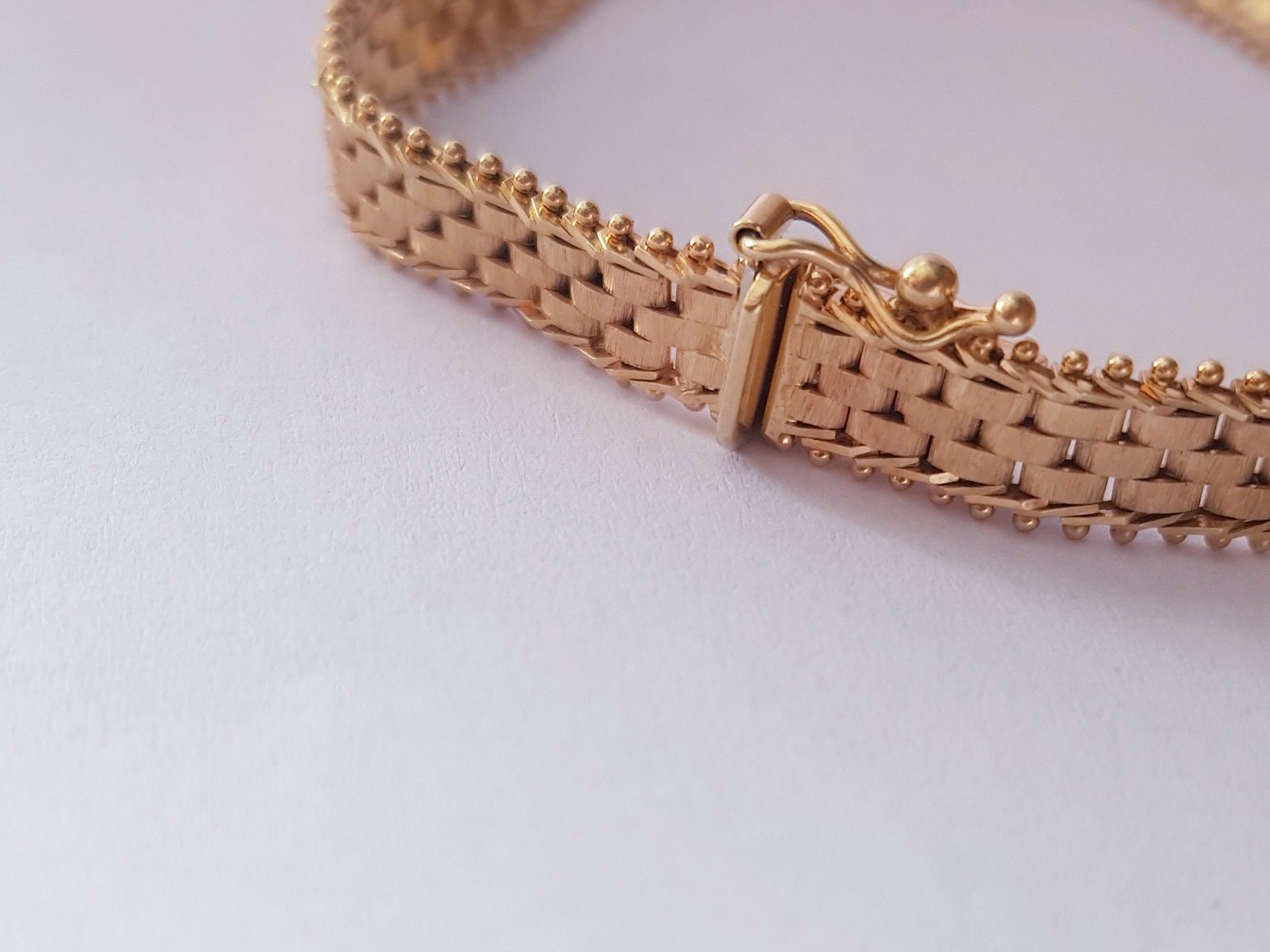 14ct Gold Flat Box Chain Bracelet With Box Clasp. 7 1/4 - Etsy