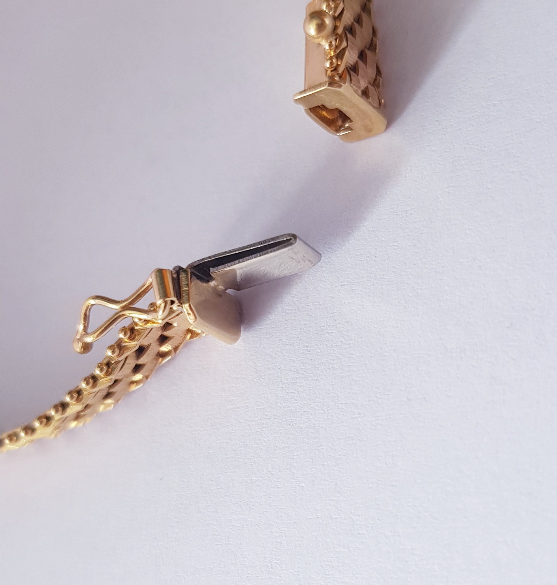 14ct Gold Flat Box Chain Bracelet With Box Clasp. 7 1/4 - Etsy